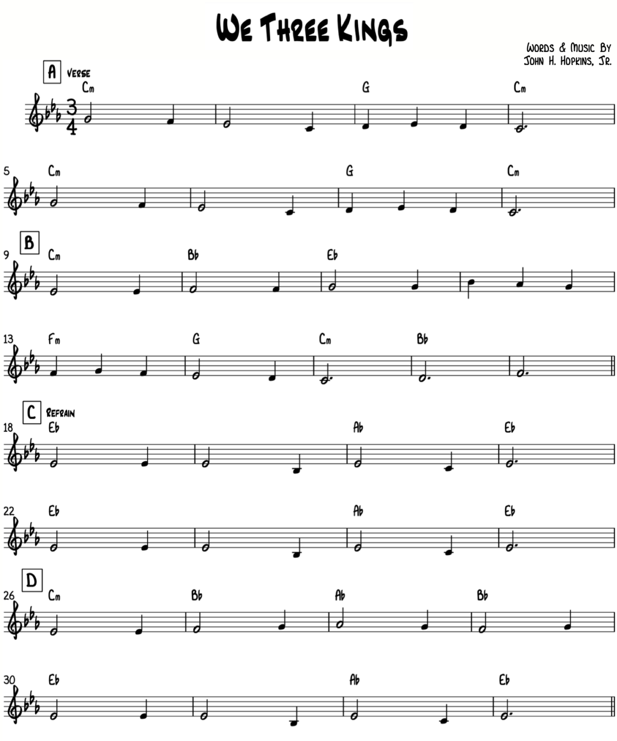 Play We Three Kings - Jazz Piano Style - Piano With Jonny