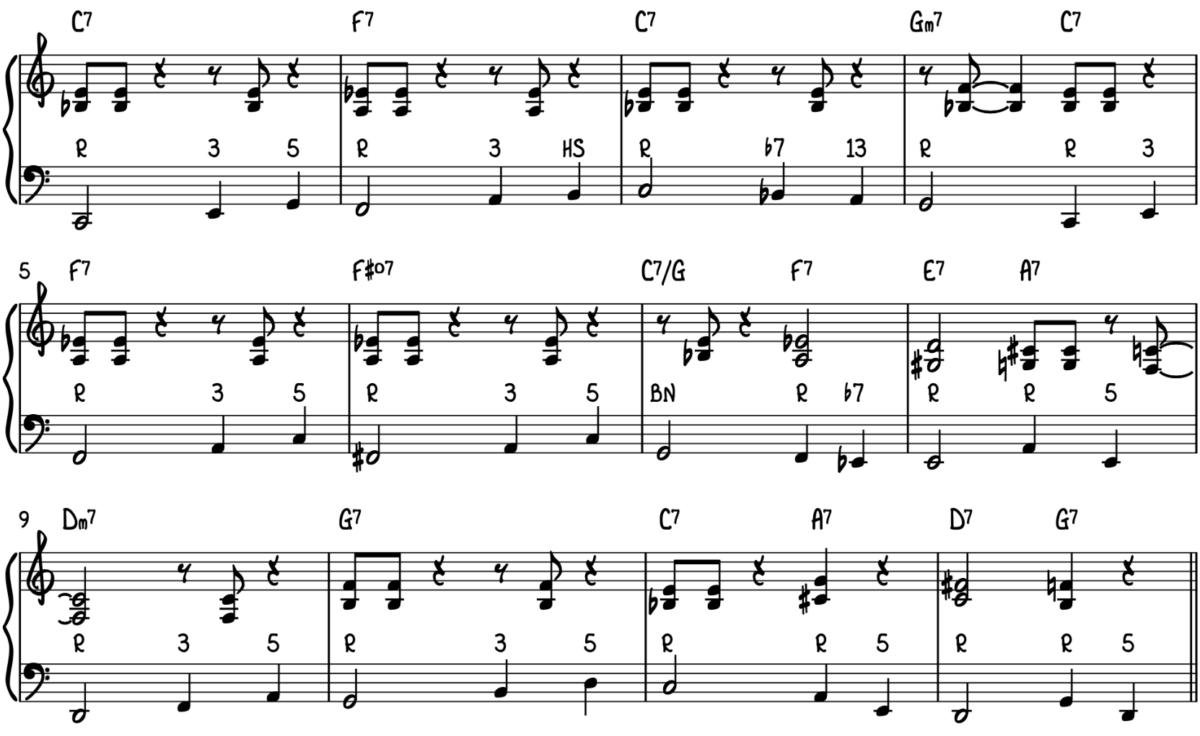 How to Play a Two-Feel Bass Line on Piano - Piano With Jonny